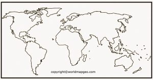 Political World Map Outline, Printable PDF in Black & White