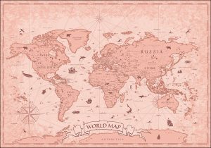 Large World Map Poster in Vintage, Authagraph & Printable