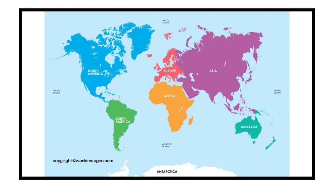 World Map Labeled Simple, Printable with Countries & Oceans