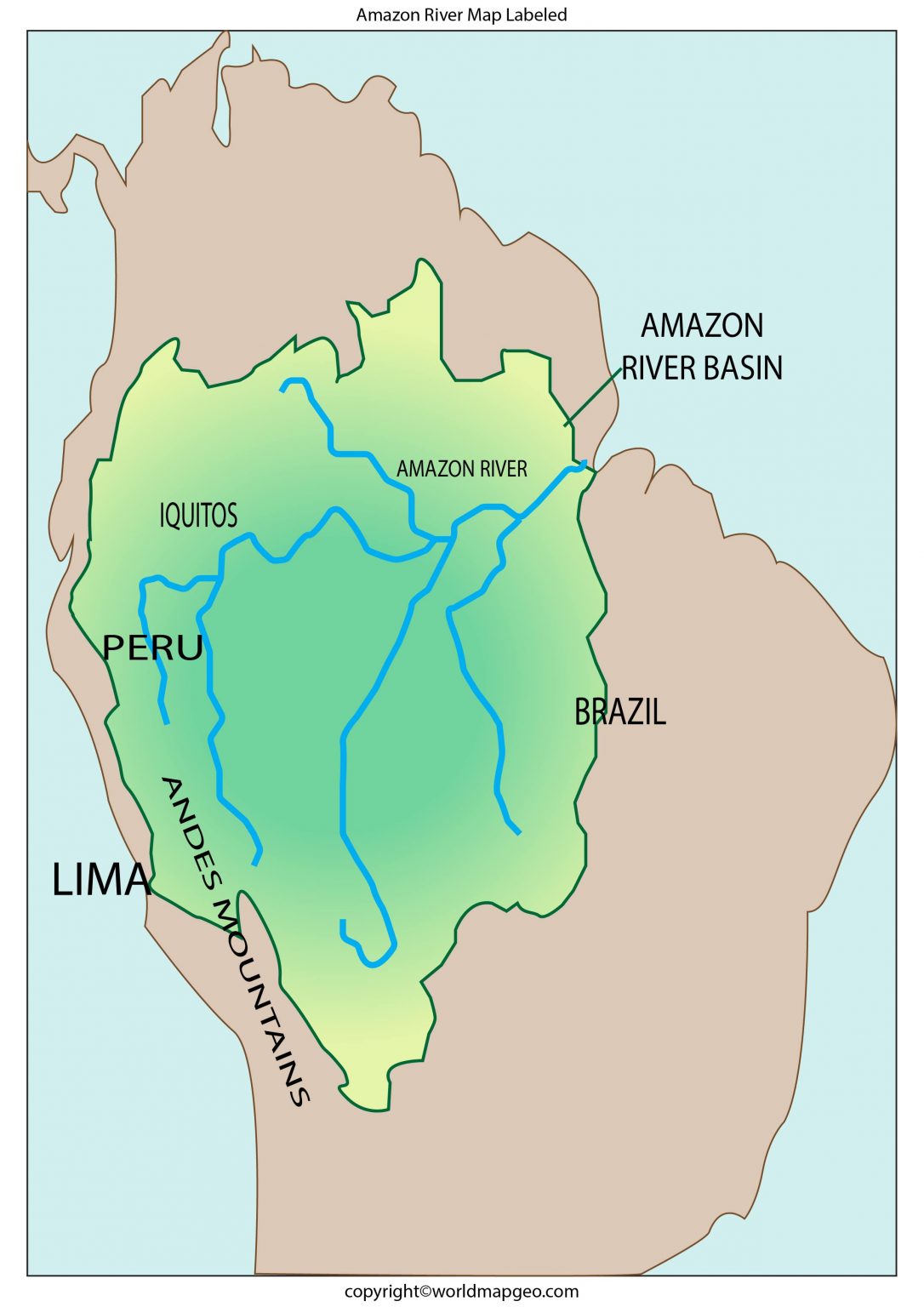 Where is Amazon River Map located on Map [Labeled]