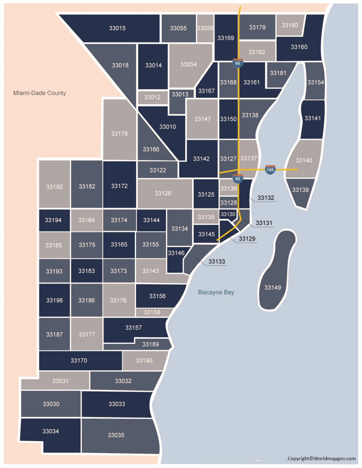 Miami Zip Code Map - Miami by Zip Code Map in Detail