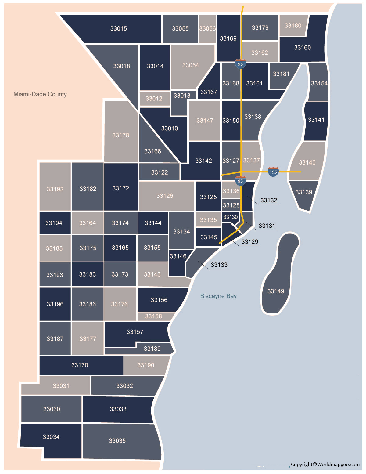 Miami Zip Code Map - Miami by Zip Code Map in Detail