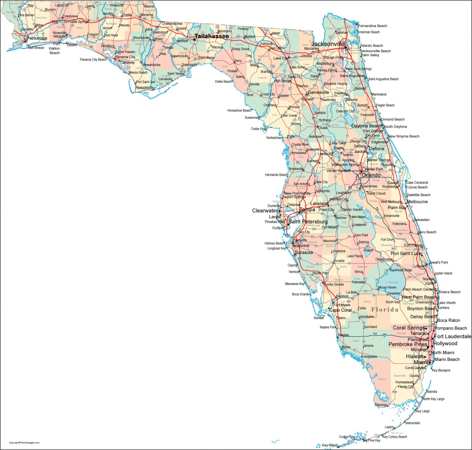 Florida Political Map By County [Mapa Politico de Florida]