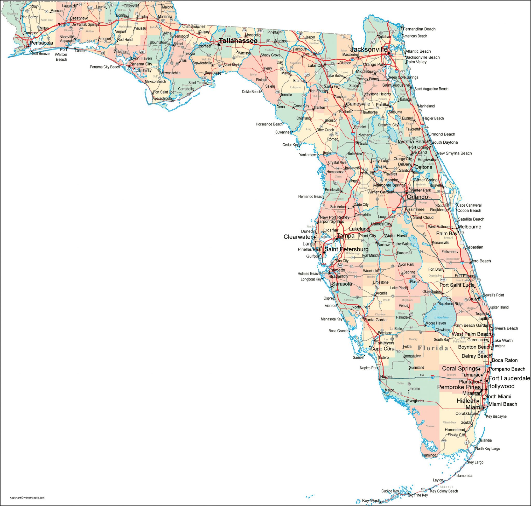Florida Political Map By County [Mapa Politico de Florida]