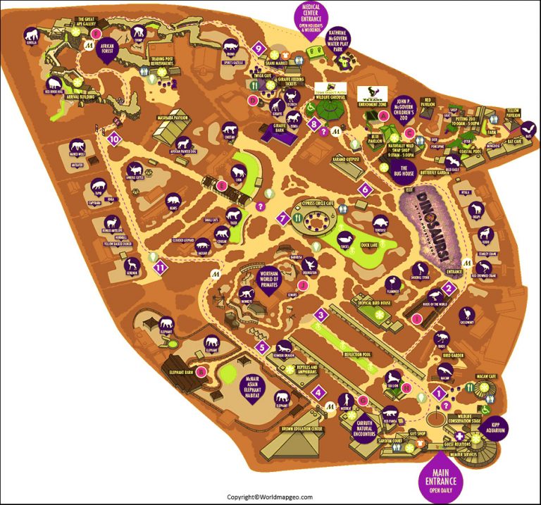 Houston Zoo Map Printable with Direction in Pdf