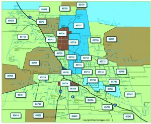 Tucson Zip Code Map - AZ Tucson Map by Zip Codes [Printable]