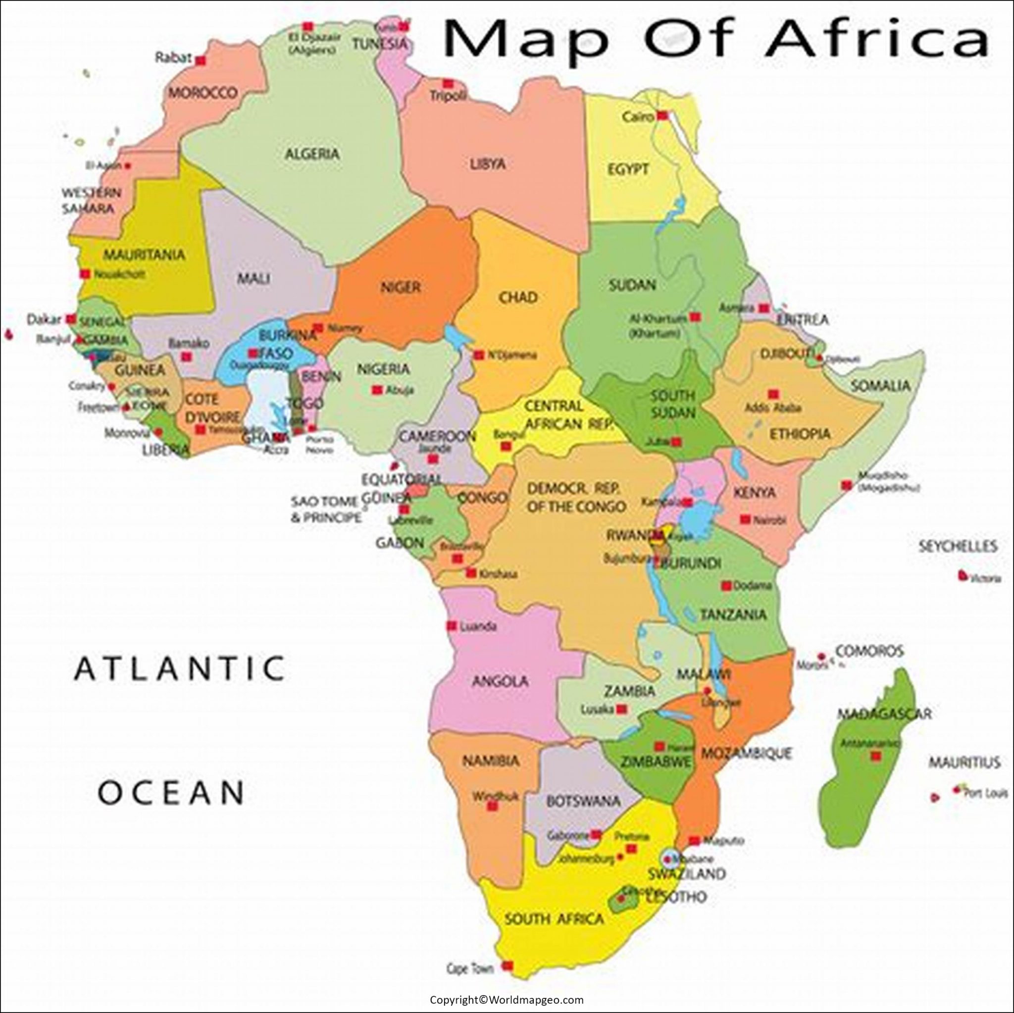 Africa Political Map With Countries And Capitals