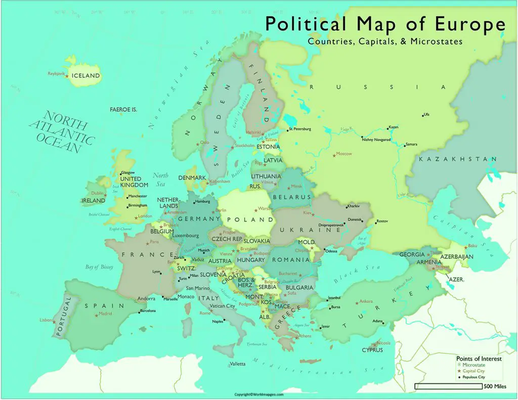 Europe Political Map with Countries [European Political Map]