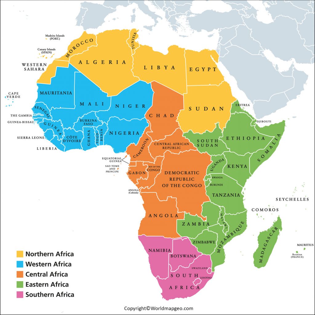 Africa Political Map with Countries and Capitals