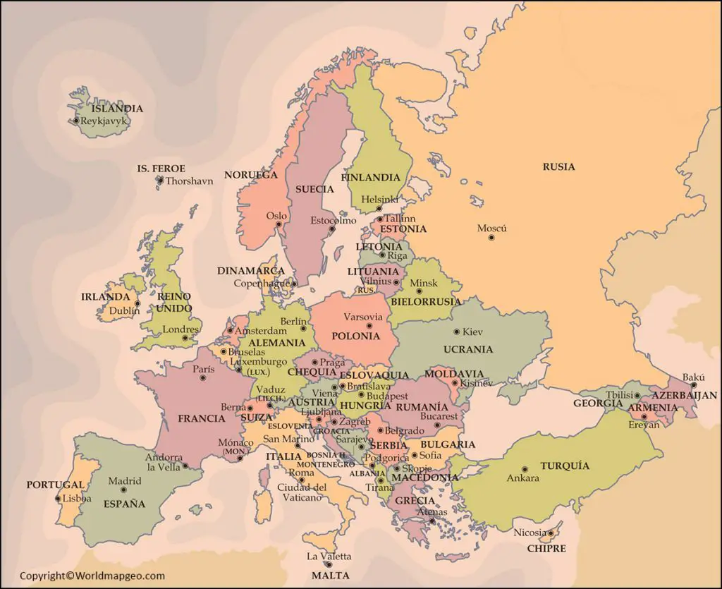 Europe Political Map with Countries [European Political Map]