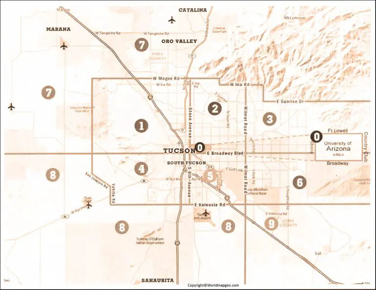 Tucson Zip Code Map - AZ Tucson Map by Zip Codes [Printable]