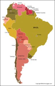 South America Political Map with Countries & Capitals