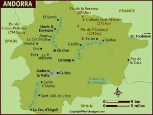 Labeled Andorra Map with States, Capital and Cities