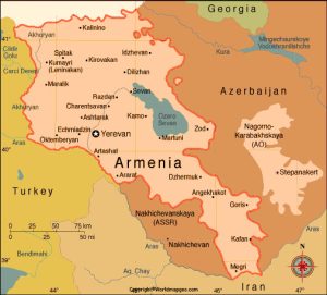 Labeled Armenia Map with States Capital and Cities