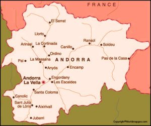 Labeled Andorra Map with States, Capital and Cities