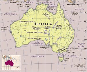 Labeled Australia Map with States Capital and Cities