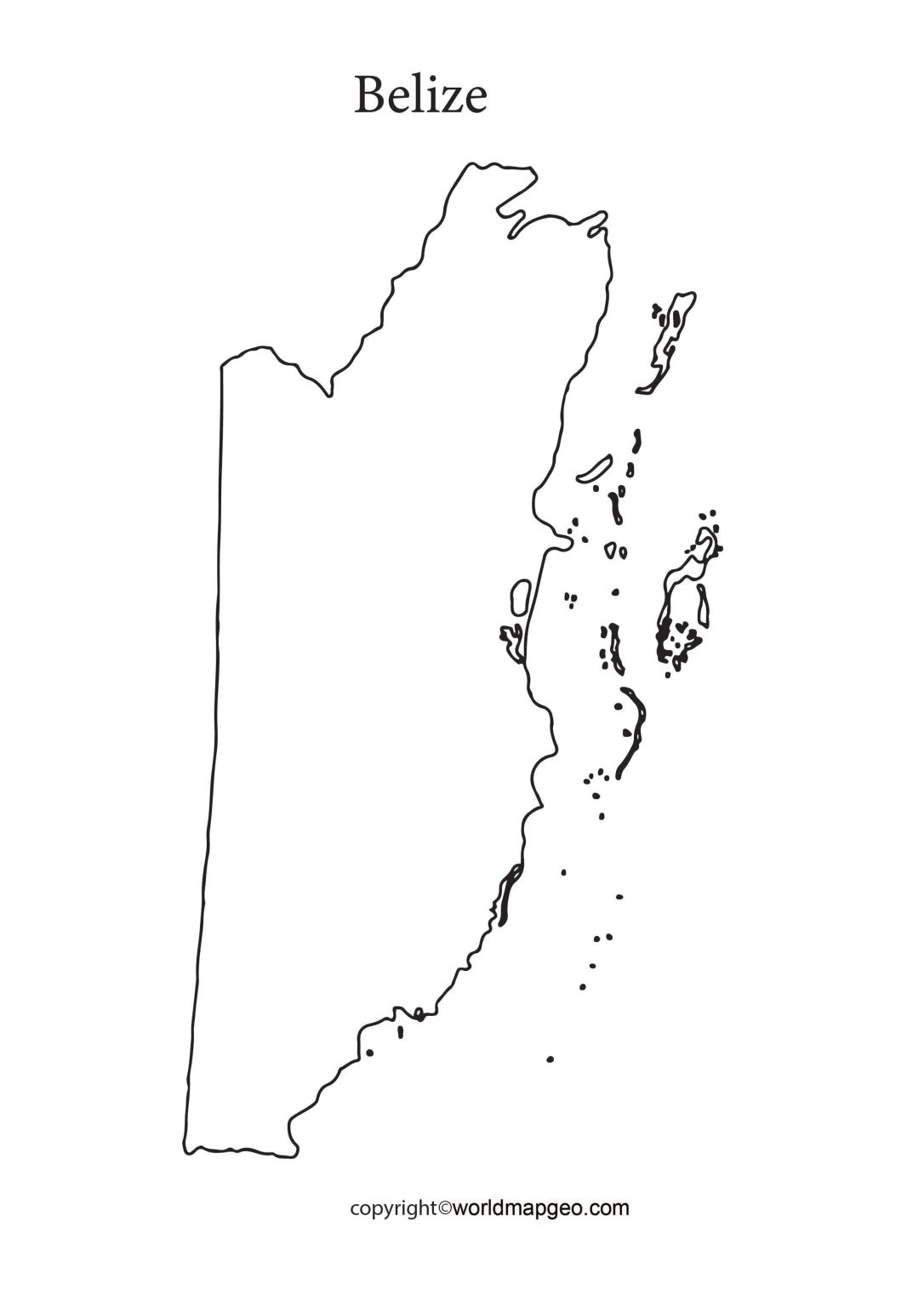 Labeled Belize Map with States Capital and Cities