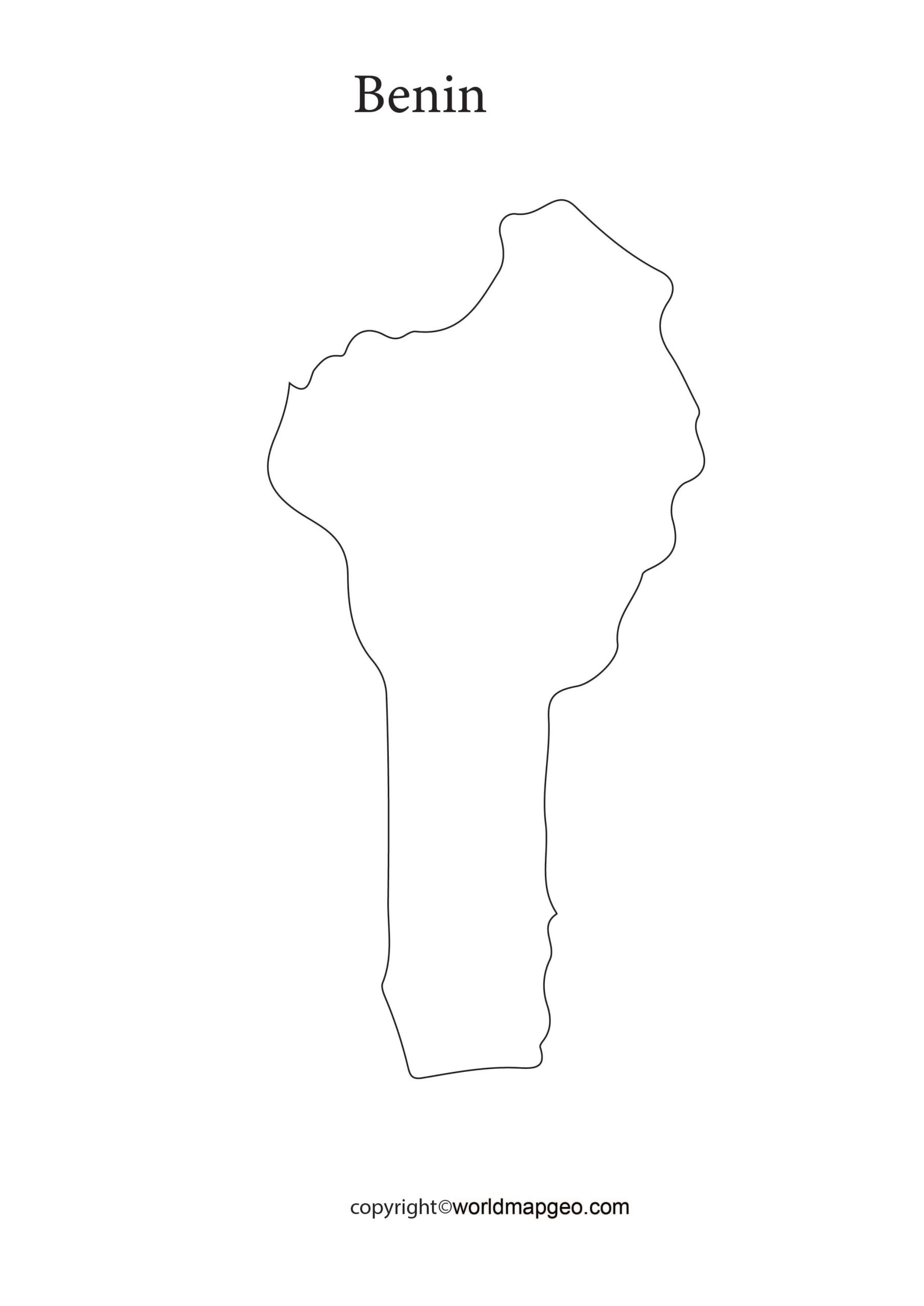 Labeled Benin Map with States Capital and Cities