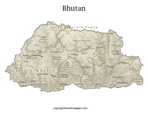 Bhutan Map With Cities Labeled