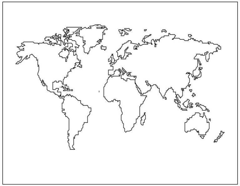 Blank World Map Outline with Printable Worksheet in PDF