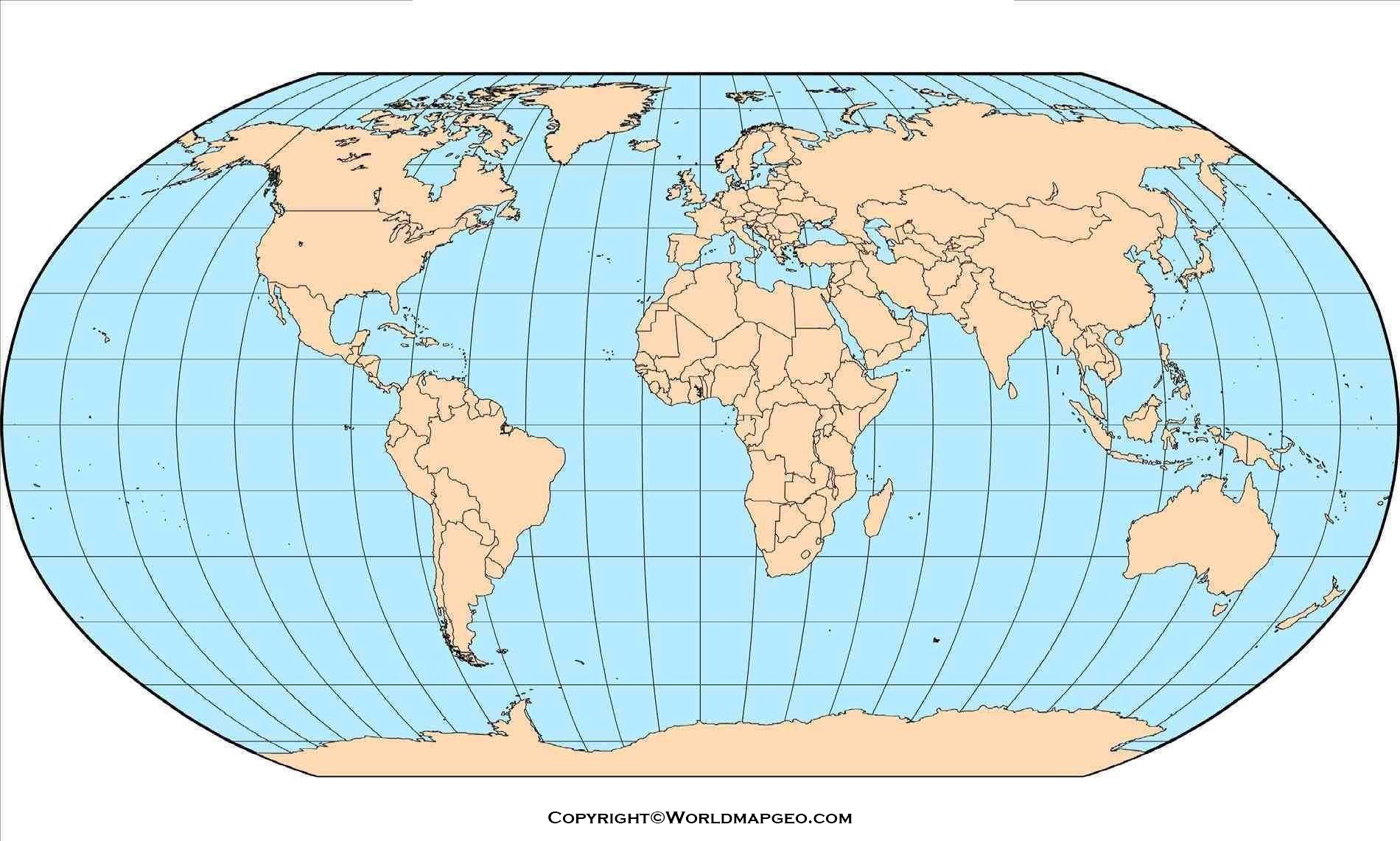 Latitude and Longitude Map Interactive in Full-Size PDF