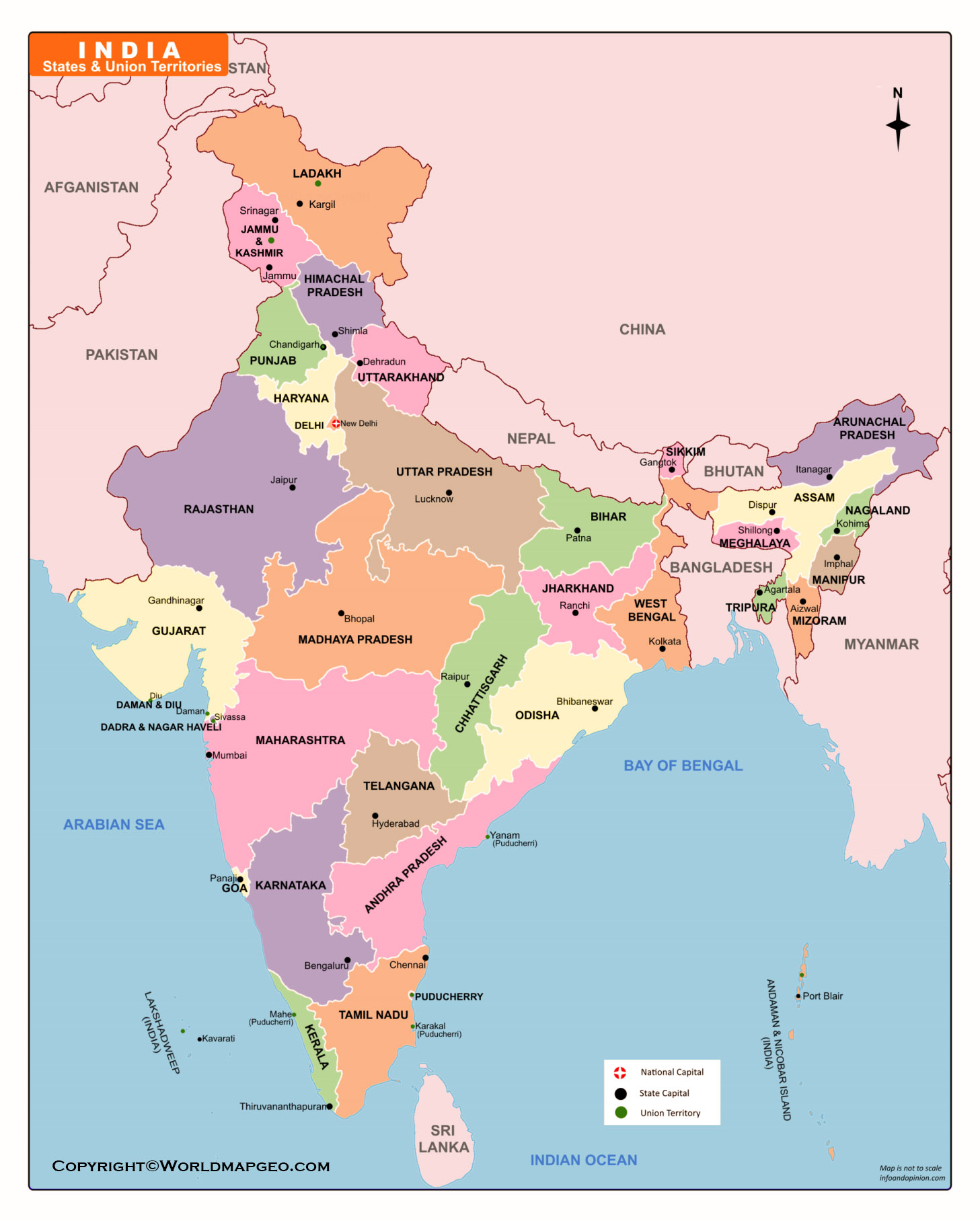 India Political Map [Detailed Political Map of India] in Pdf
