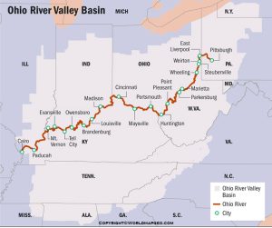 Ohio River Map - Where Ohio river valley is located?