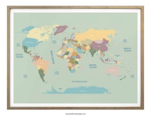 Large World Map Poster in Vintage, Authagraph & Printable