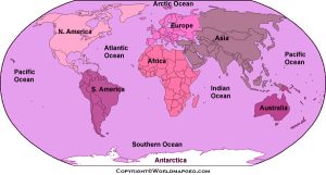 World Map Labeled Simple, Printable with Countries & Oceans