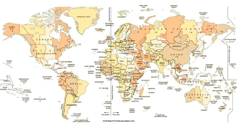 World Time Zone Map Printable in High Resolution with Names