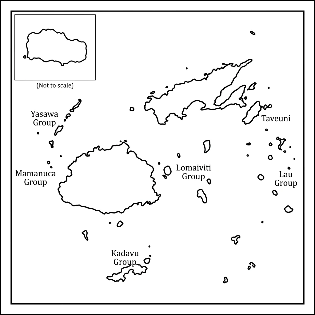 Blank Map of Fiji - Fiji Map Outline