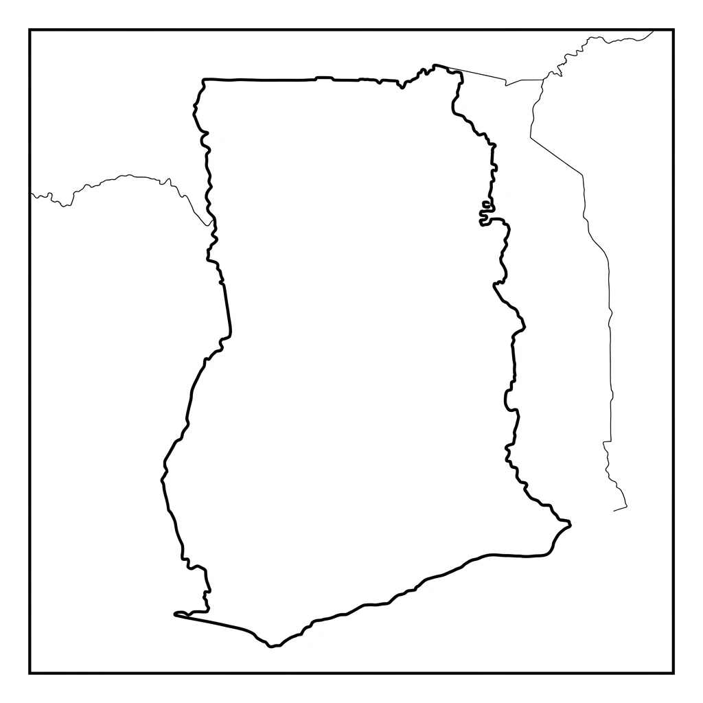 Blank Map of Ghana - Ghana Map Outline