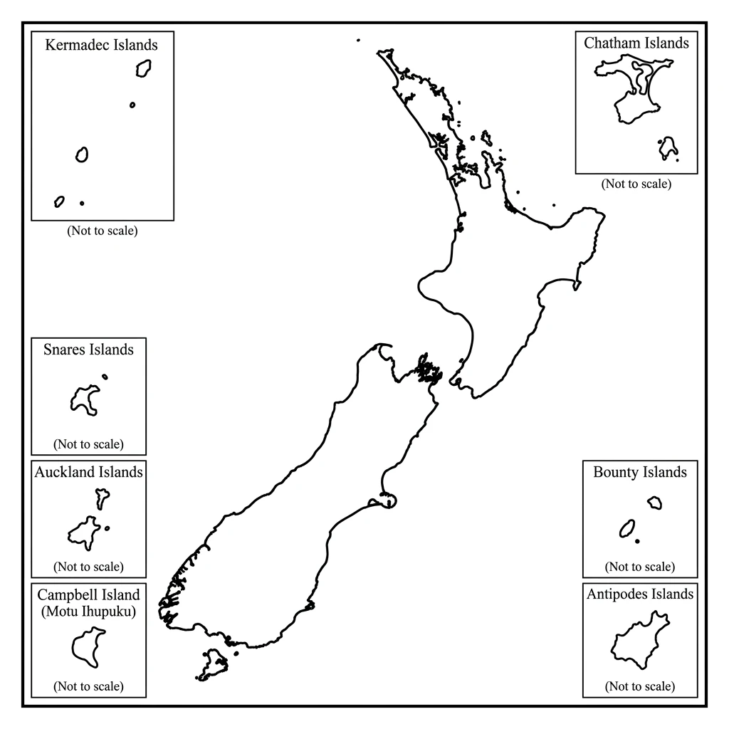 Blank Map of New Zealand - New Zealand Map Outline